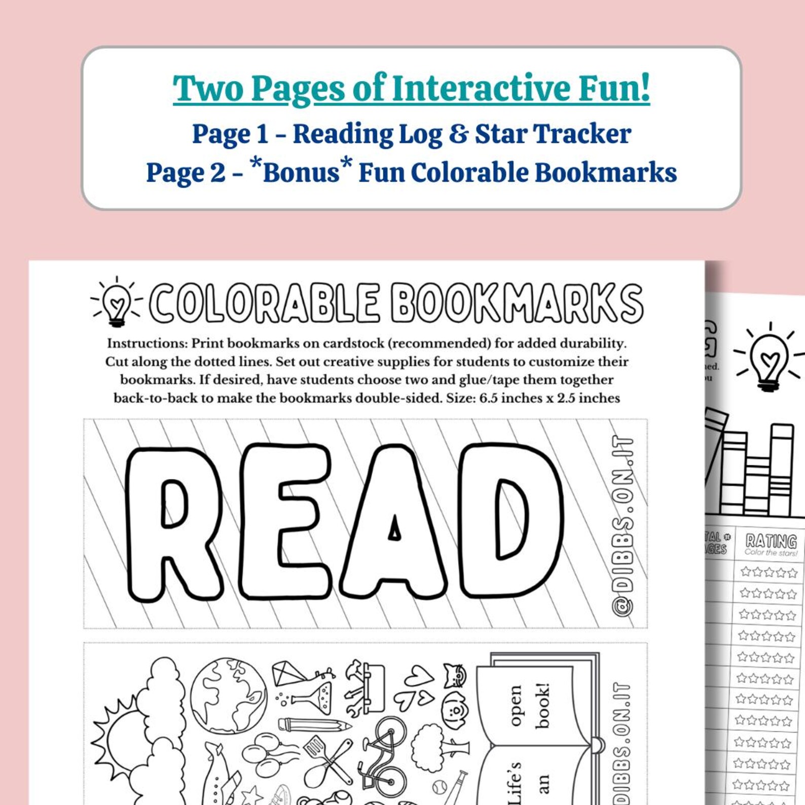 Reading Log for Kids: Colorable Book Review & Star Tracker (digital ...