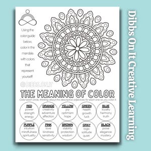 Mindful Meaning of Color Handout, Mandala Coloring Page, Social ...