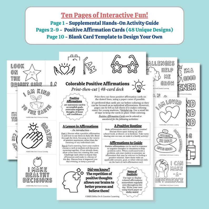Colorable Positive Affirmation Cards Printable | SEL Activity ...
