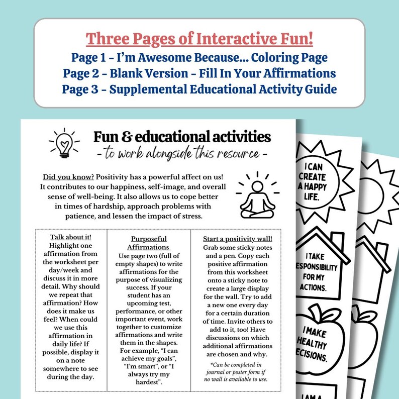 Positive Affirmation Printable | SEL Activity, Confidence Building ...