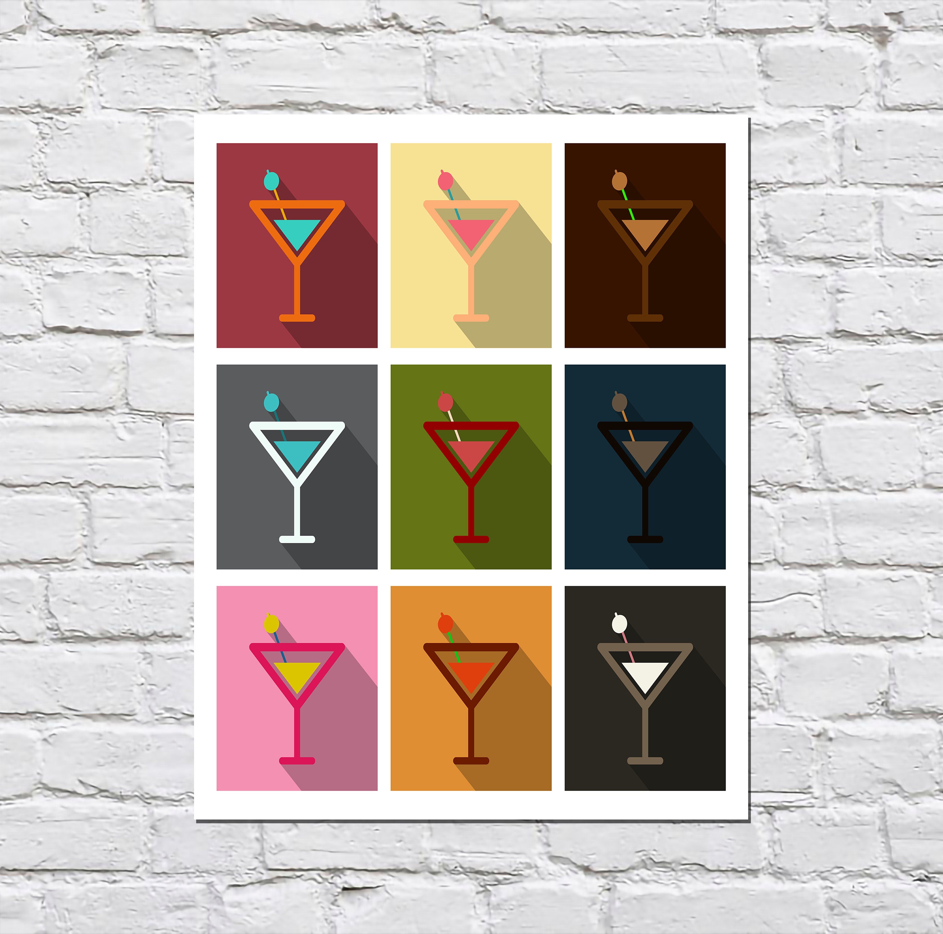 Art Deco Cocktail Martini Glasses Printable Wall Art Vintage Etsy
