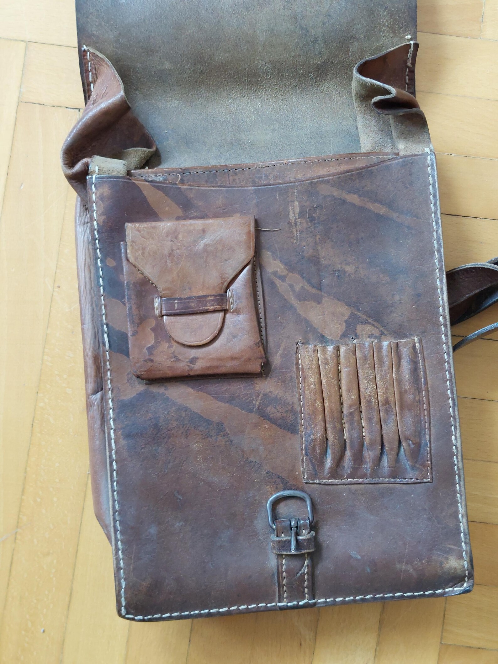Vintage Military Leather Bag.officer Bag.brown Leather Messenger Bag ...