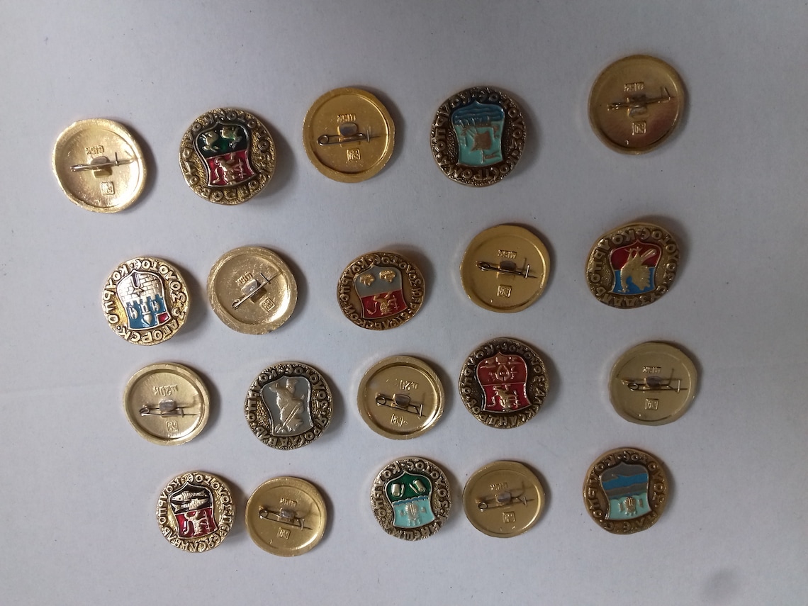 Set of 20 Pin Badge Coat of Arms City Towns Crests USSR Russia | Etsy
