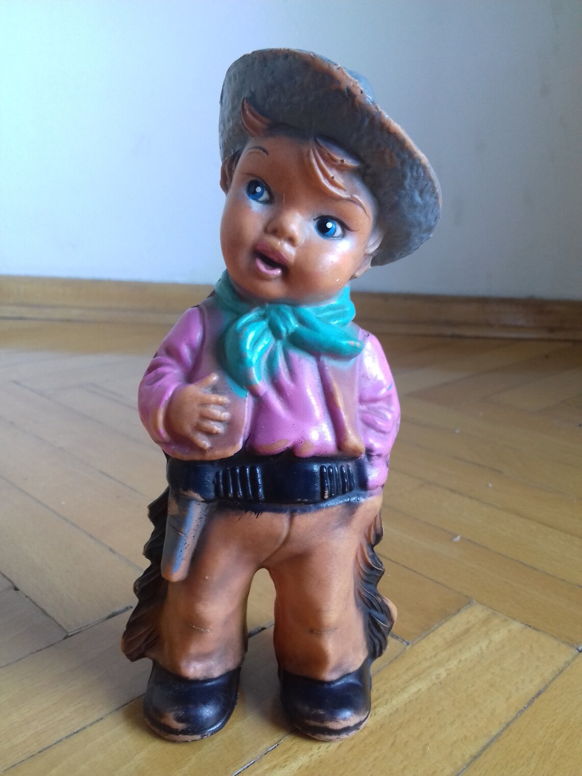 Vintage Cowboy Boy Rubber Toy/ Rubber Squeak Doll-70's | Etsy