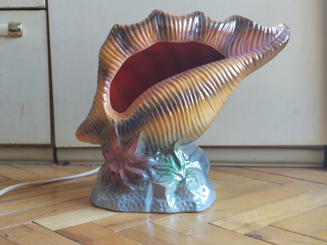 Vintage Ceramic Shell-lamp Holland 942/ Mid Century Kitchy Table Lamp ...