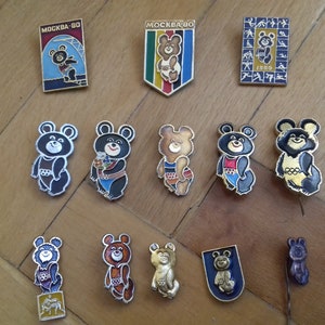 Set of 13 Different Olympic Pin Badges - Misha the Bear- Olympic Games ...