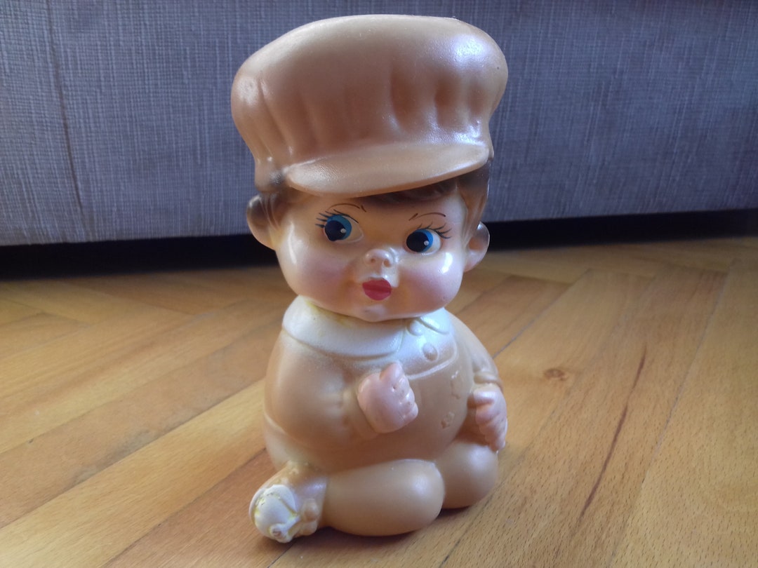 Vintage Cute Rubber Baby Doll With Hat/ Squeak Doll From 70's - Etsy