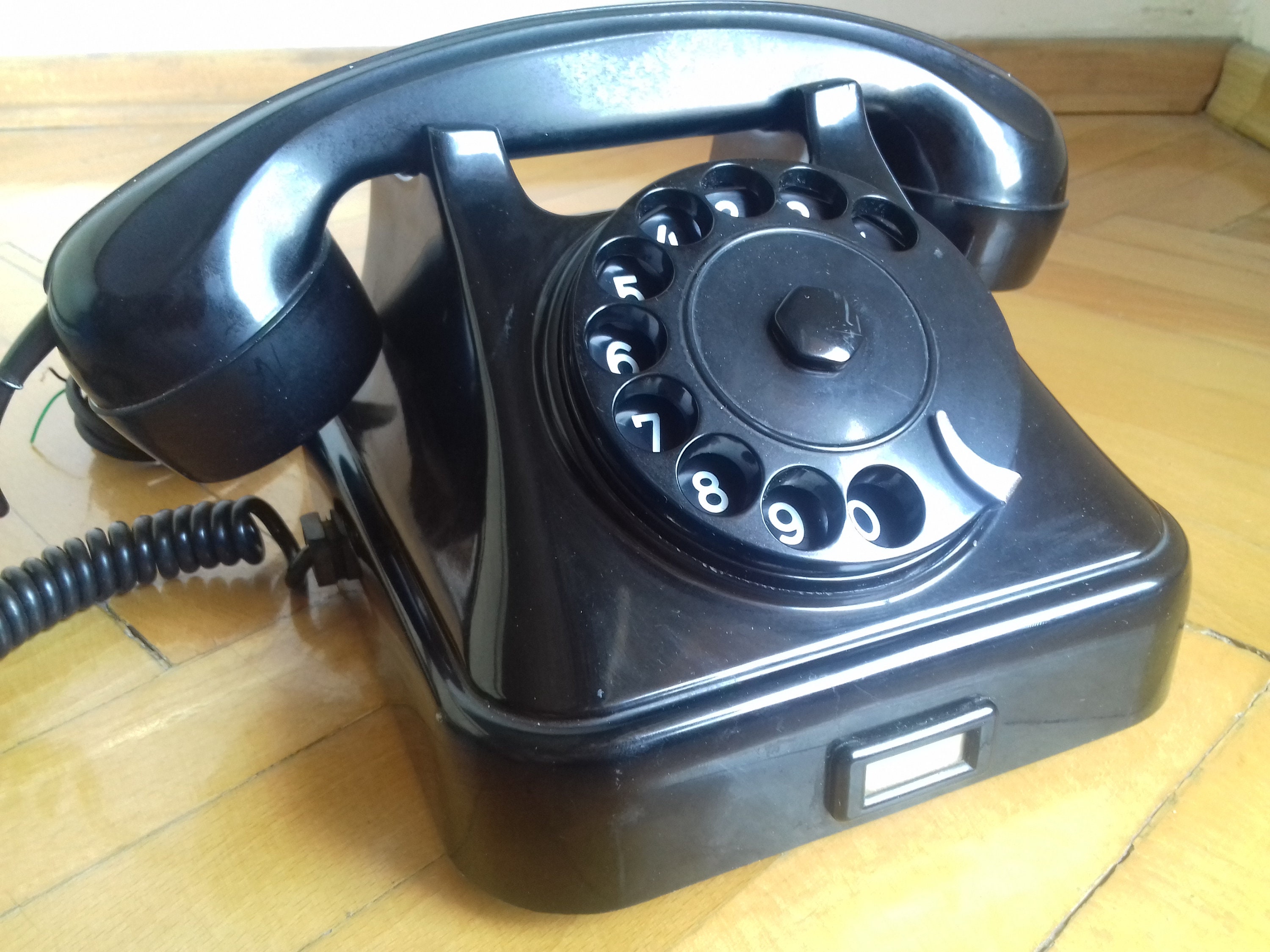 Vintage Black Bakelite Rotary Telephone ATA 12 by Iskra - Etsy