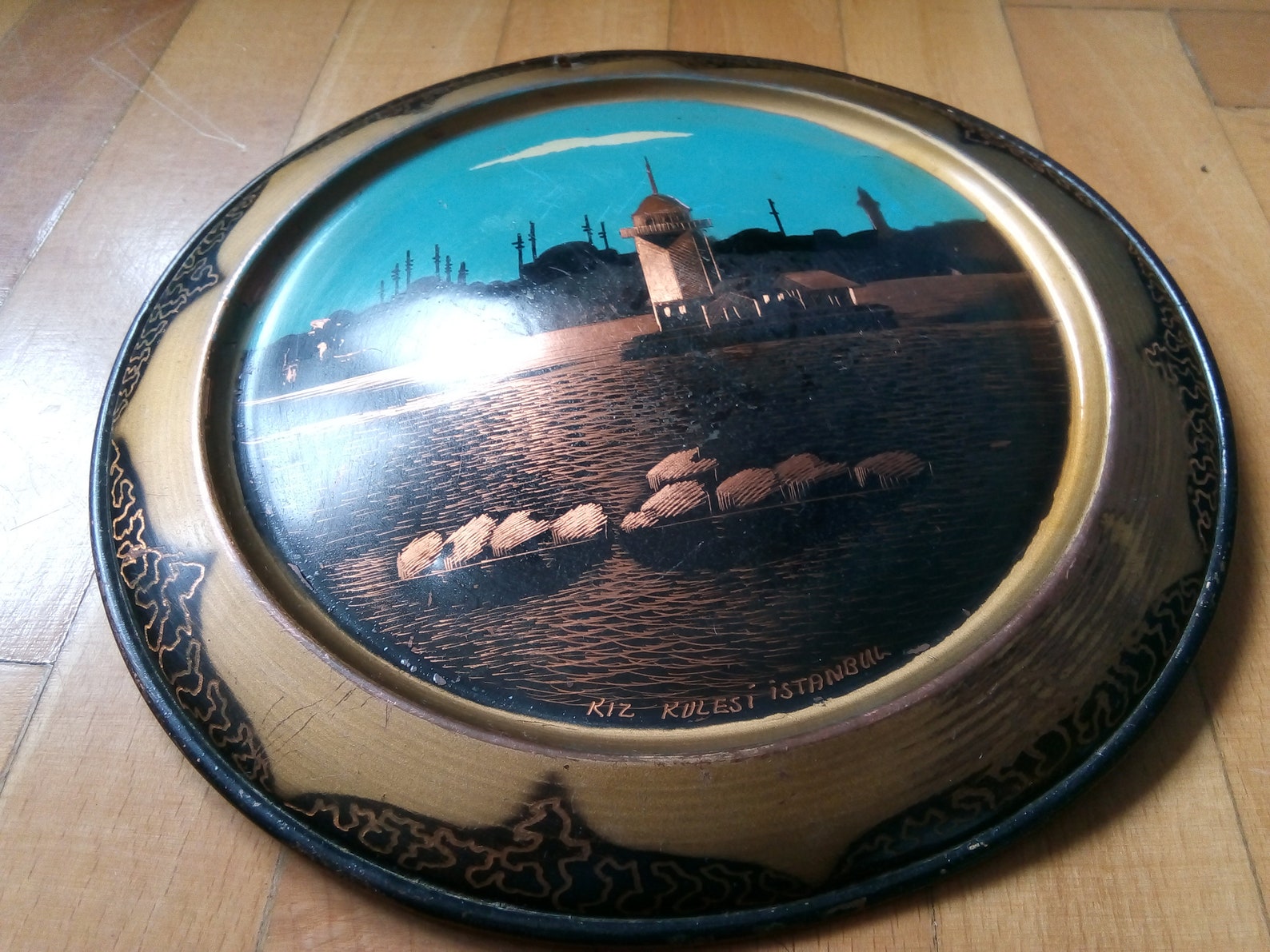 Vintage Turkish Copper Wall Plate-maiden's Tower-70's/ | Etsy