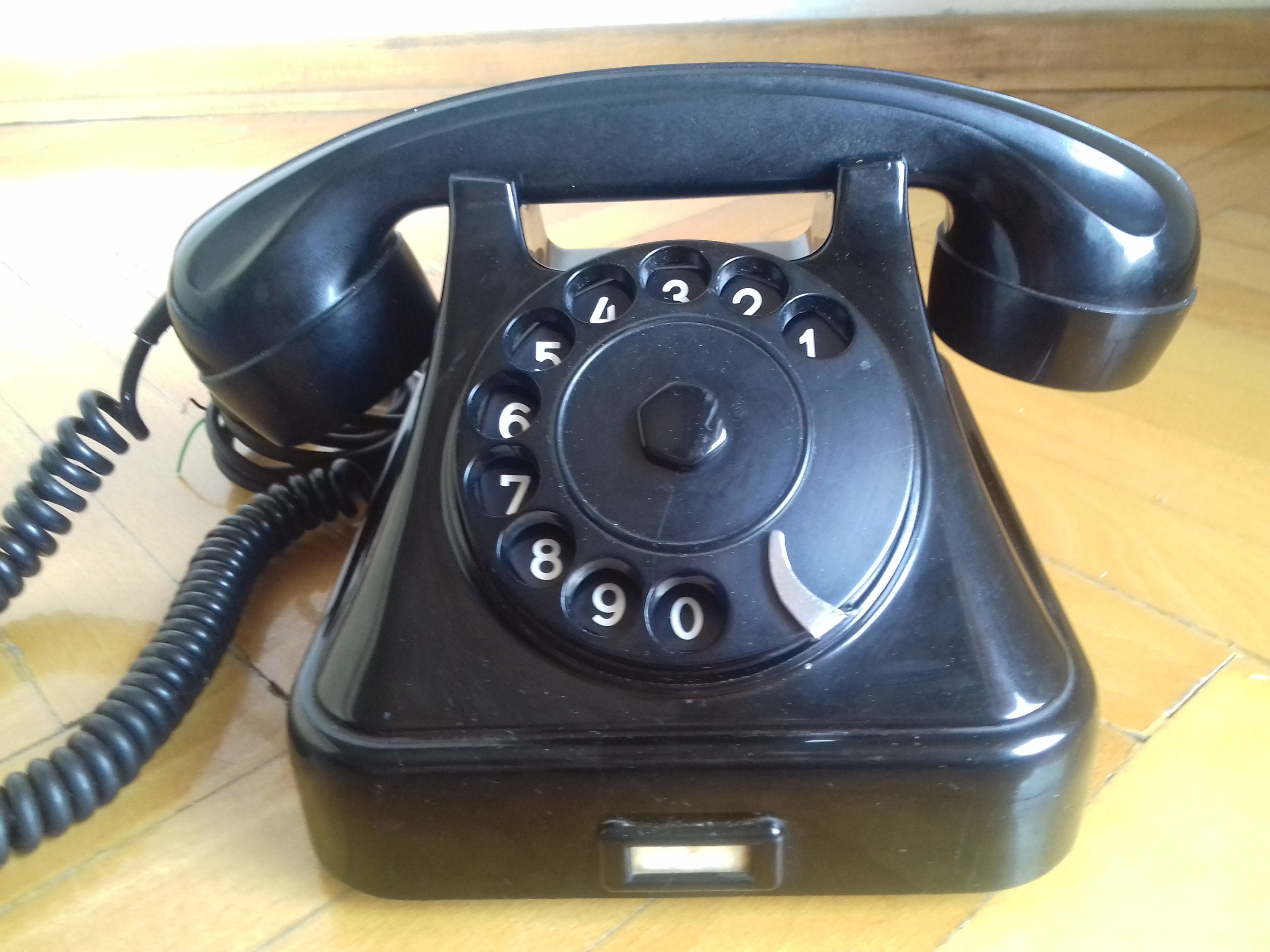 Vintage Black Bakelite Rotary Telephone ATA 12 by Iskra - Etsy