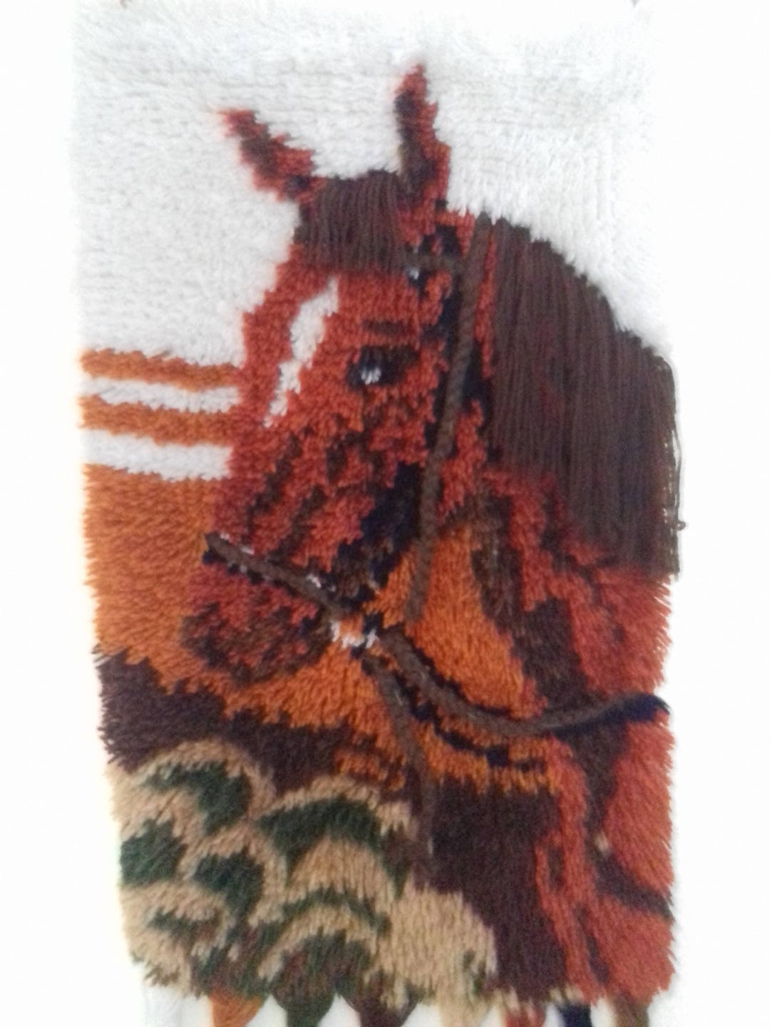 Vintage Horse Latch Hook Rug, Boho Wall Decor, Horse Wall Hanging - Etsy