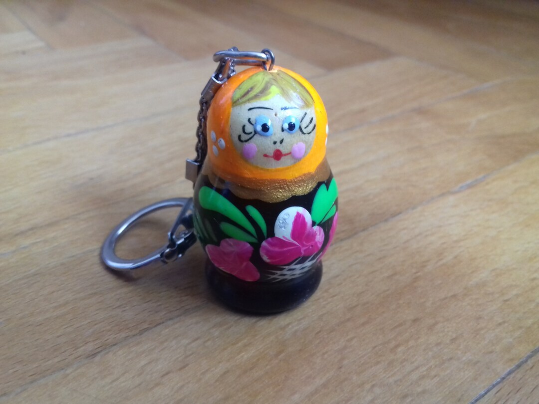 Vintage Key Chain Babuska Keyring Wooden Handmade - Etsy