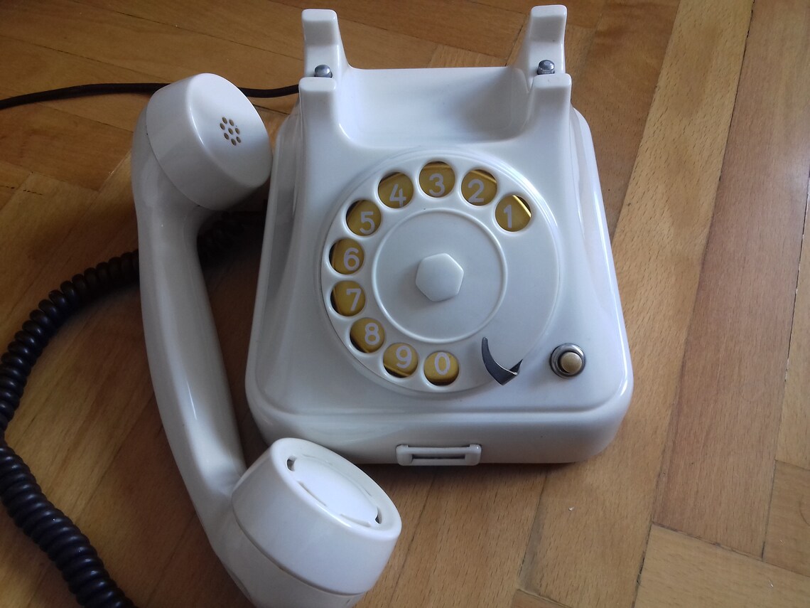 Vintage White Bakelite Rotary Telephone ATA 11 by Iskra - Etsy