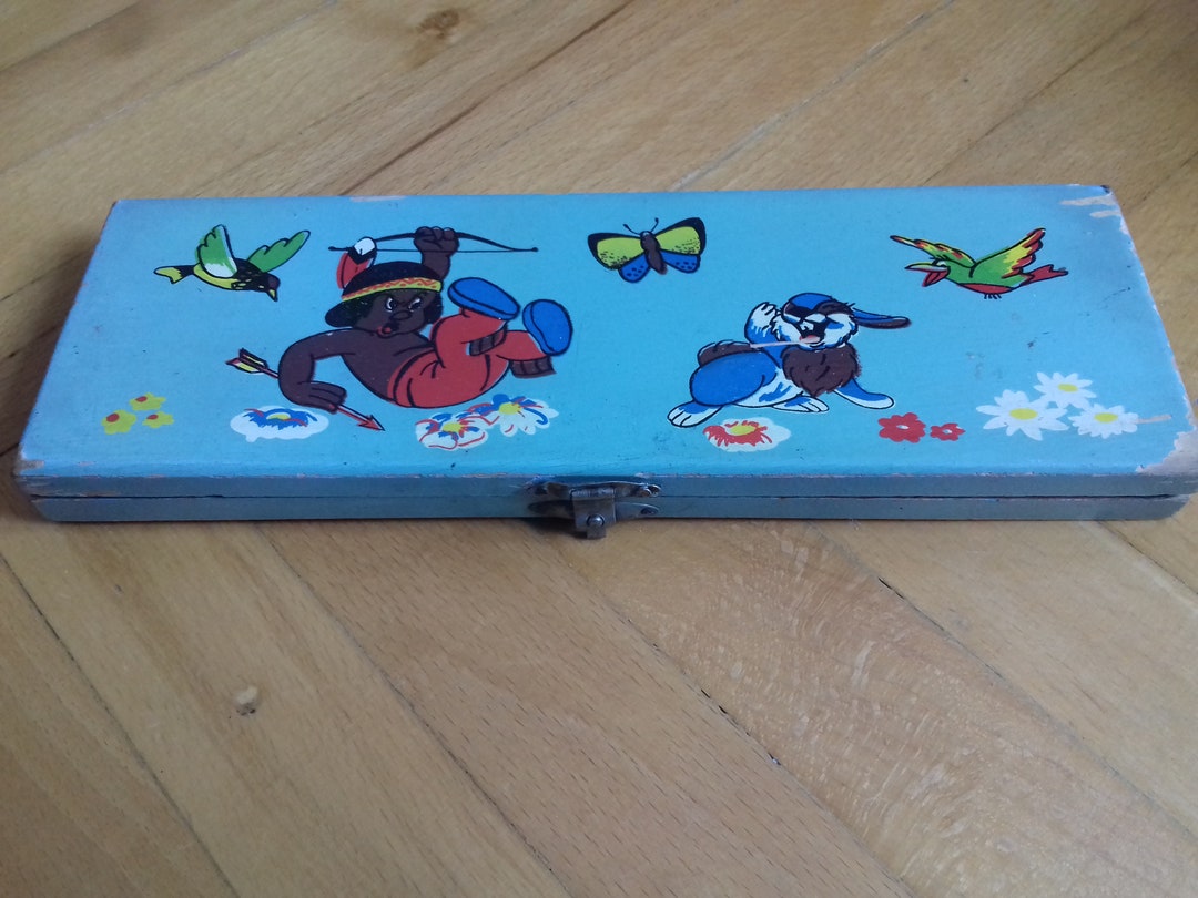 Vintage Wooden School Pencil Case Box - Etsy