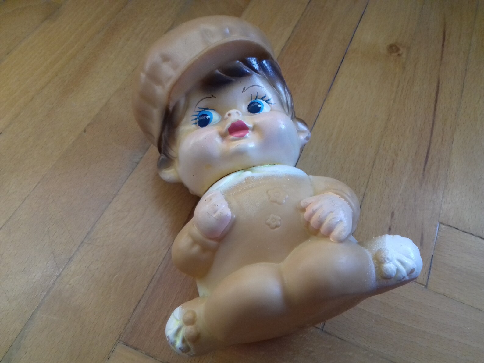 Vintage Cute Rubber Baby Doll With Hat/ Squeak Doll From - Etsy