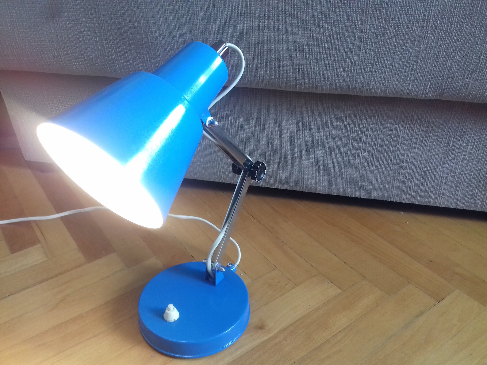 Vintage Adjustable Desk Lamp-metal Blue repeinted Table Lamp - Etsy