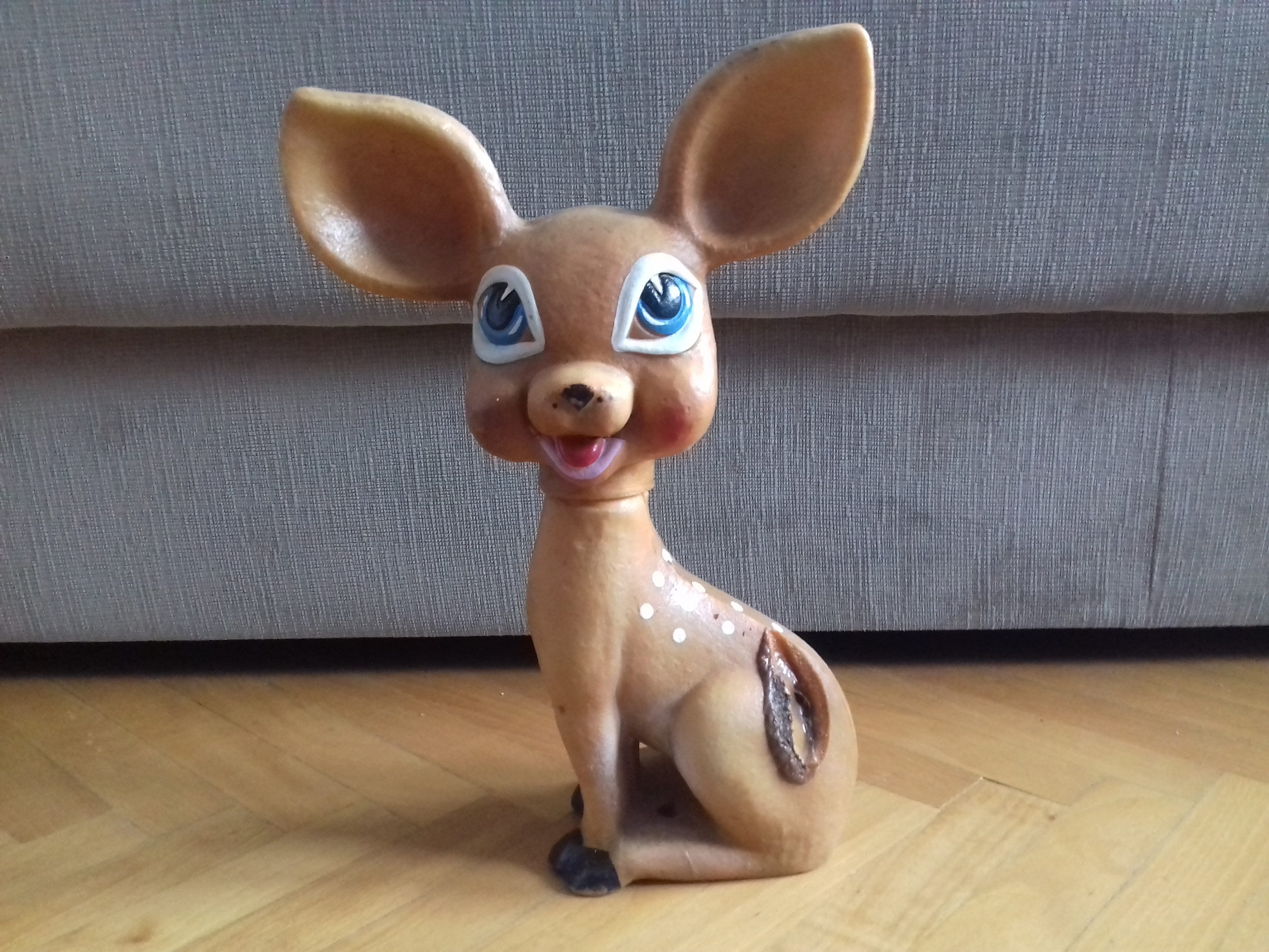 Vintage Big Rubber Bambi Toy/doll With Movable Head-biserka - Etsy