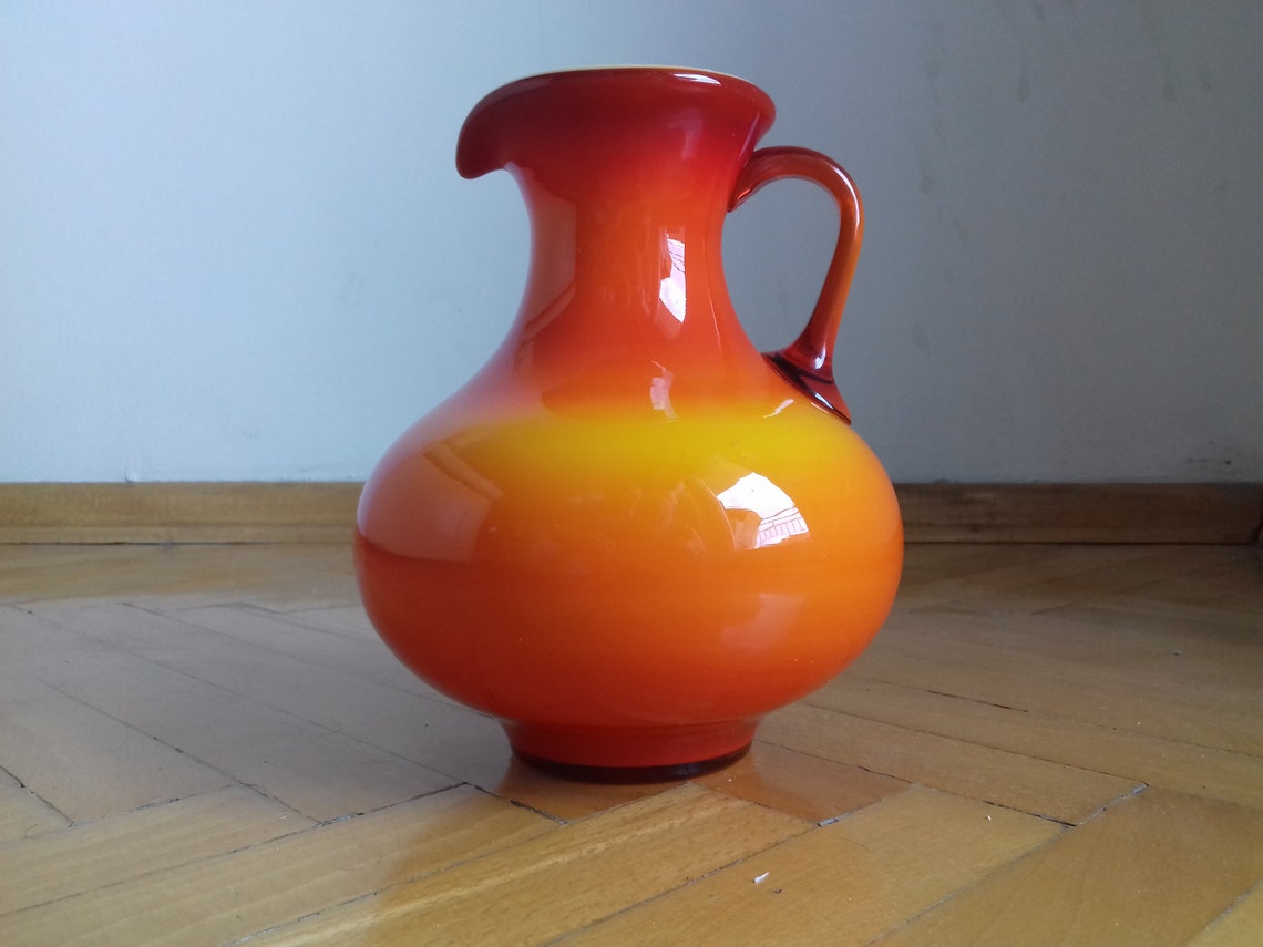 Vintage Cased Glass Vase. Retro Modern Vase From | Etsy