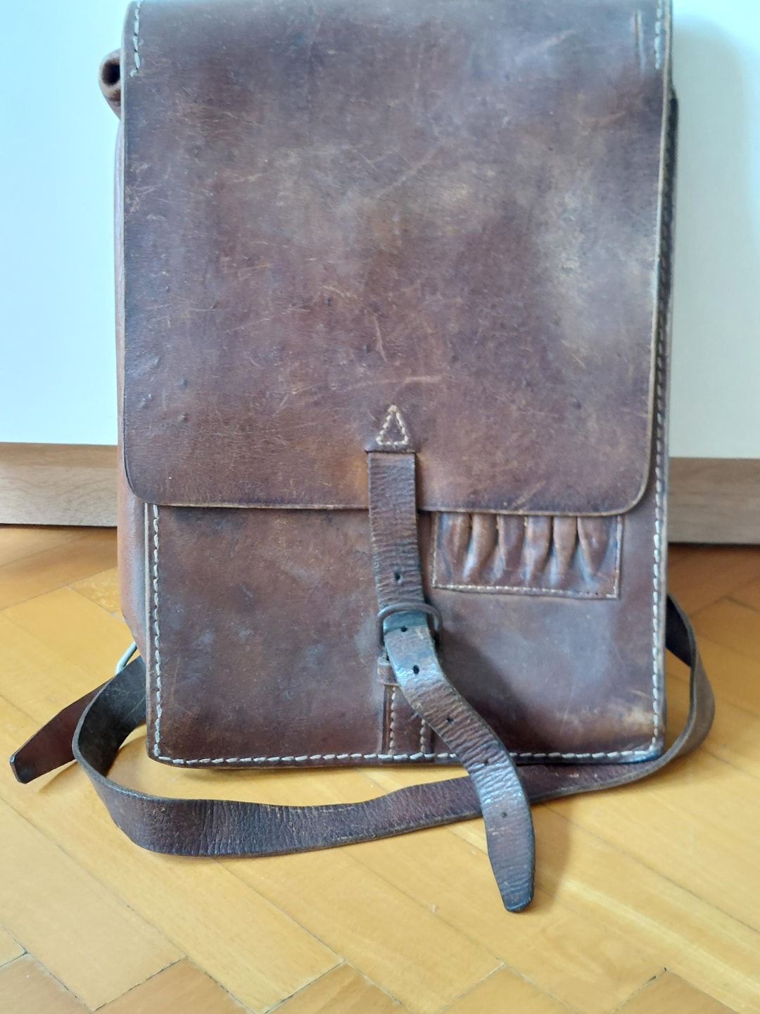 Vintage Military Leather Bag.officer Bag.brown Leather Messenger Bag ...