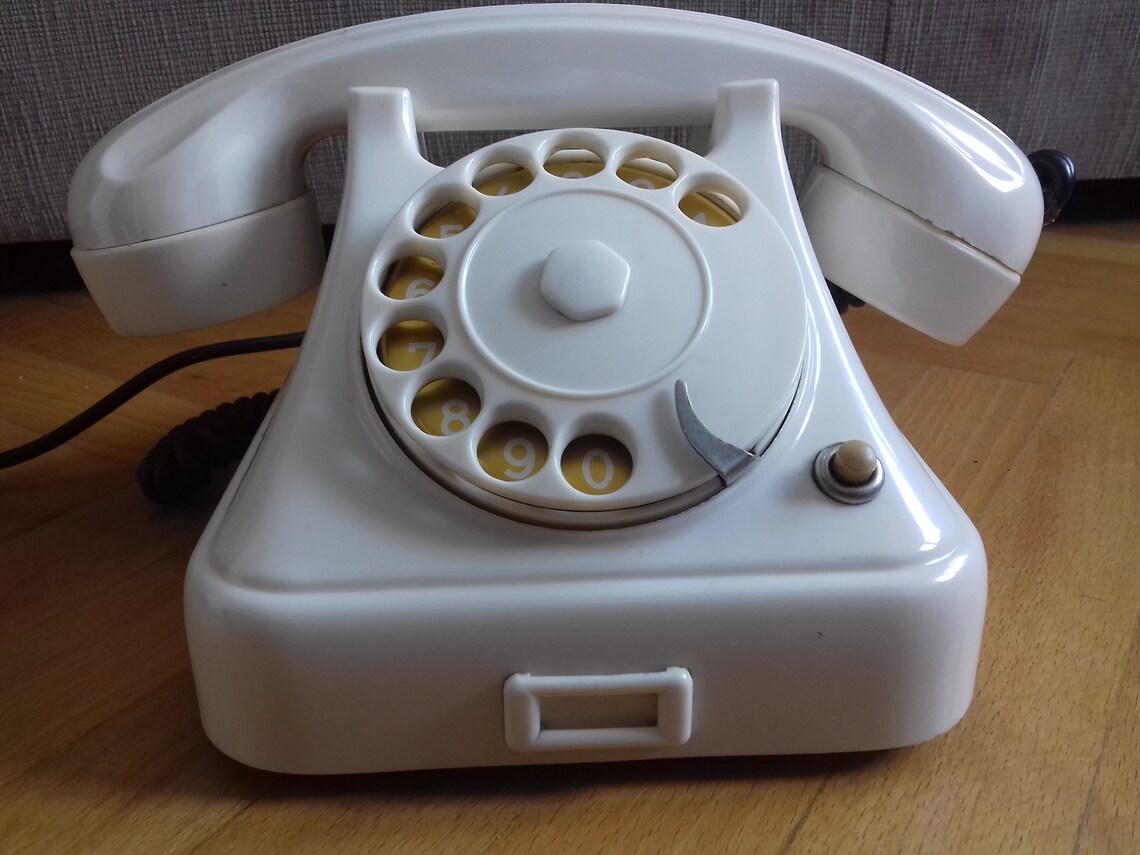 Vintage White Bakelite Rotary Telephone ATA 11 by Iskra - Etsy