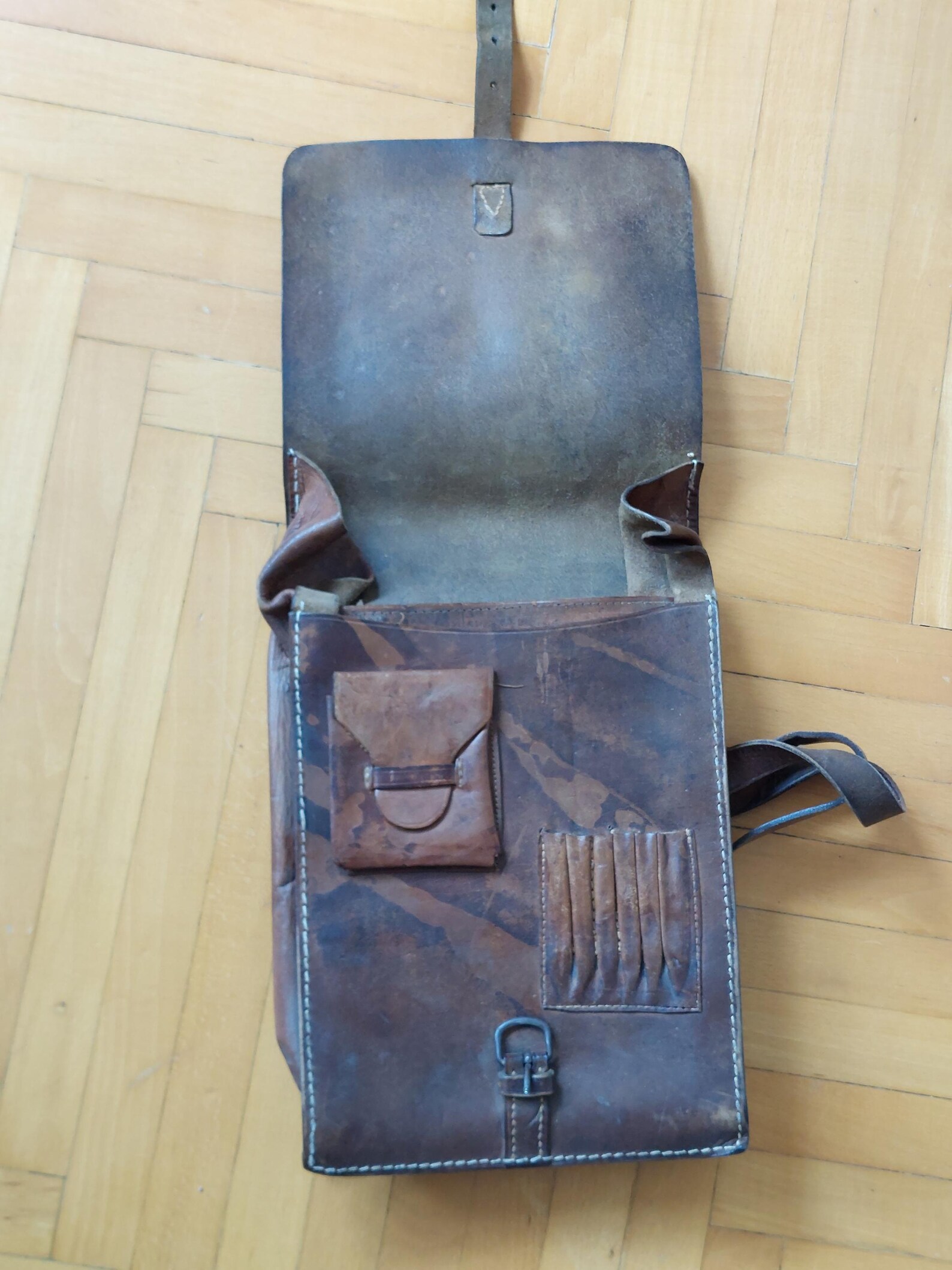 Vintage Military Leather Bag.officer Bag.brown Leather Messenger Bag ...