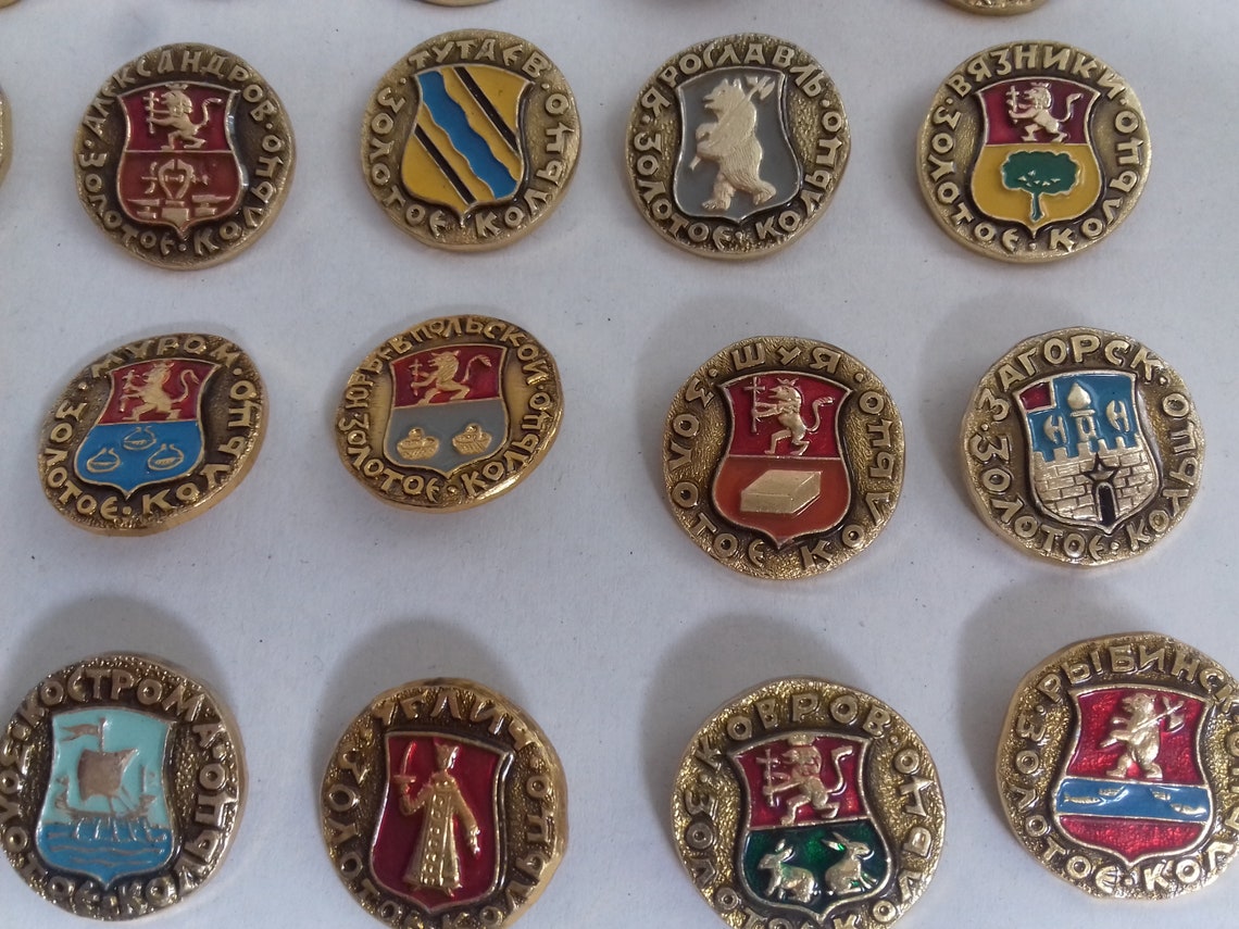 Set of 20 Pin Badge Coat of Arms City Towns Crests USSR Russia | Etsy