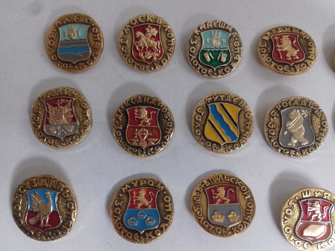 Set of 20 Pin Badge Coat of Arms City Towns Crests USSR Russia | Etsy