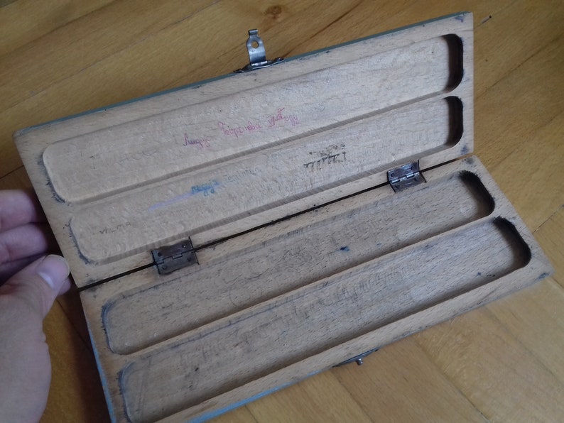 Vintage Wooden School Pencil Case Box - Etsy