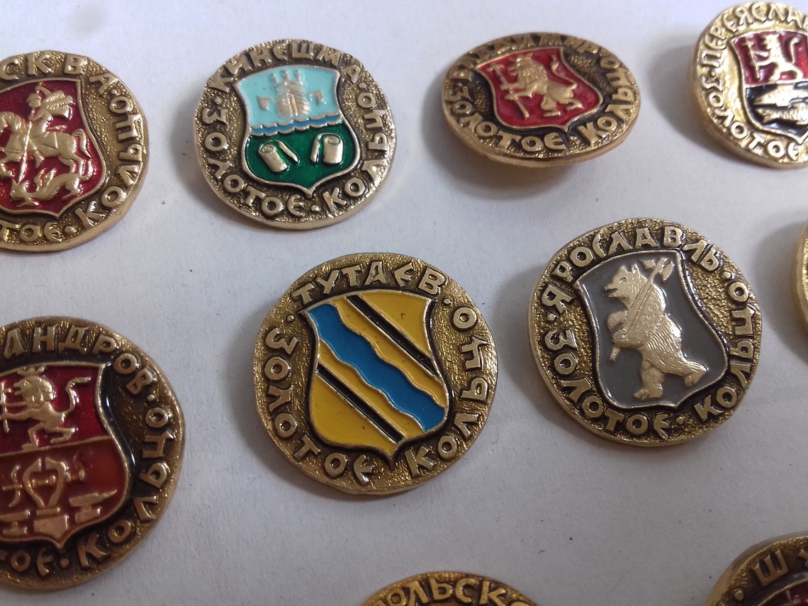 Set of 20 Pin Badge Coat of Arms City Towns Crests USSR Russia | Etsy