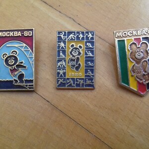 Set of 13 Different Olympic Pin Badges - Misha the Bear- Olympic Games ...