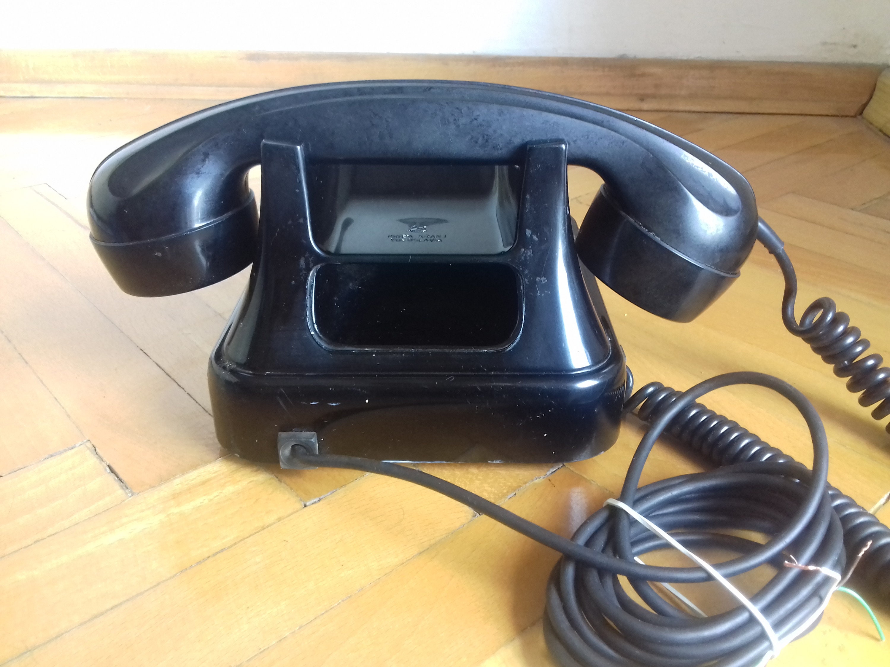 Vintage Black Bakelite Rotary Telephone ATA 12 by Iskra - Etsy