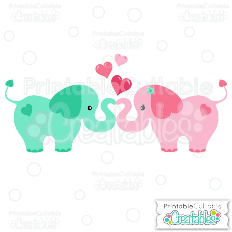 Elephants in Love SVG Cut File & Clipart Includes Limited - Etsy