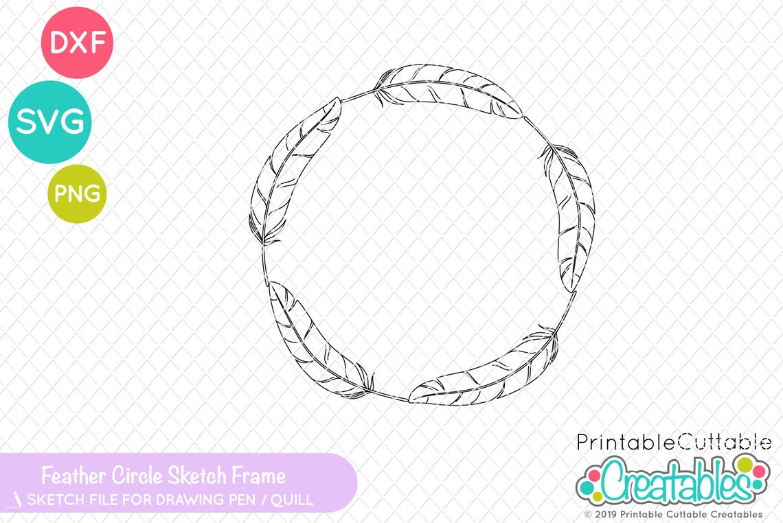 Feather Circle Frame Single Line SVG SK-012 - Foil Quill | Sketch Pens ...
