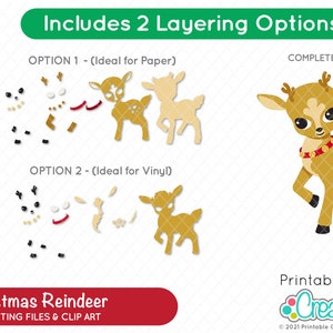 Cute Christmas Reindeer SVG Cut File & Clipart E059 - Includes Limited ...