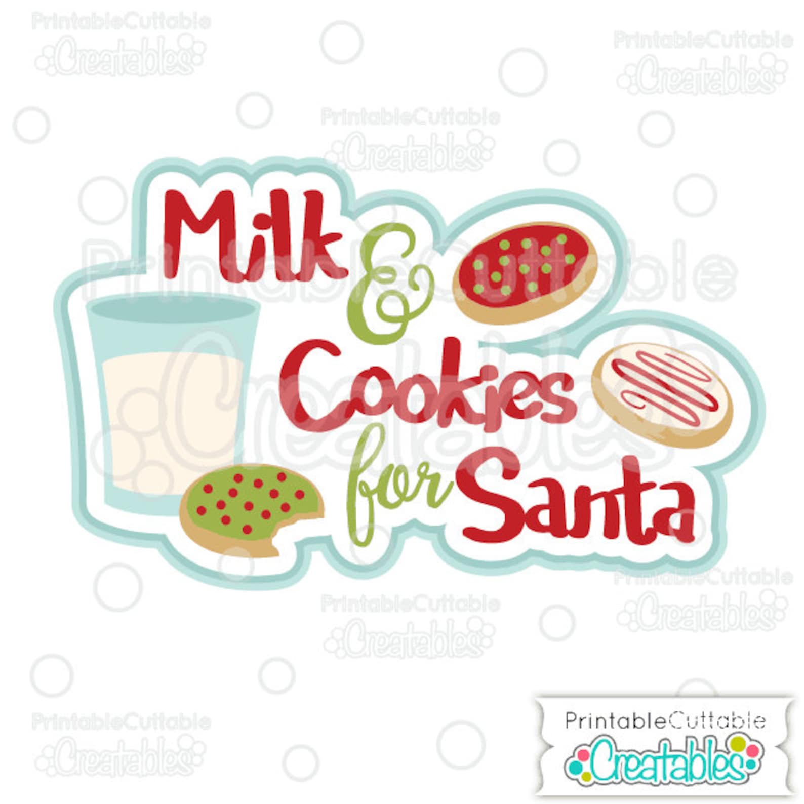 Milk N Cookies for Santa SVG Cutting Files & Clipart Set T037 ...