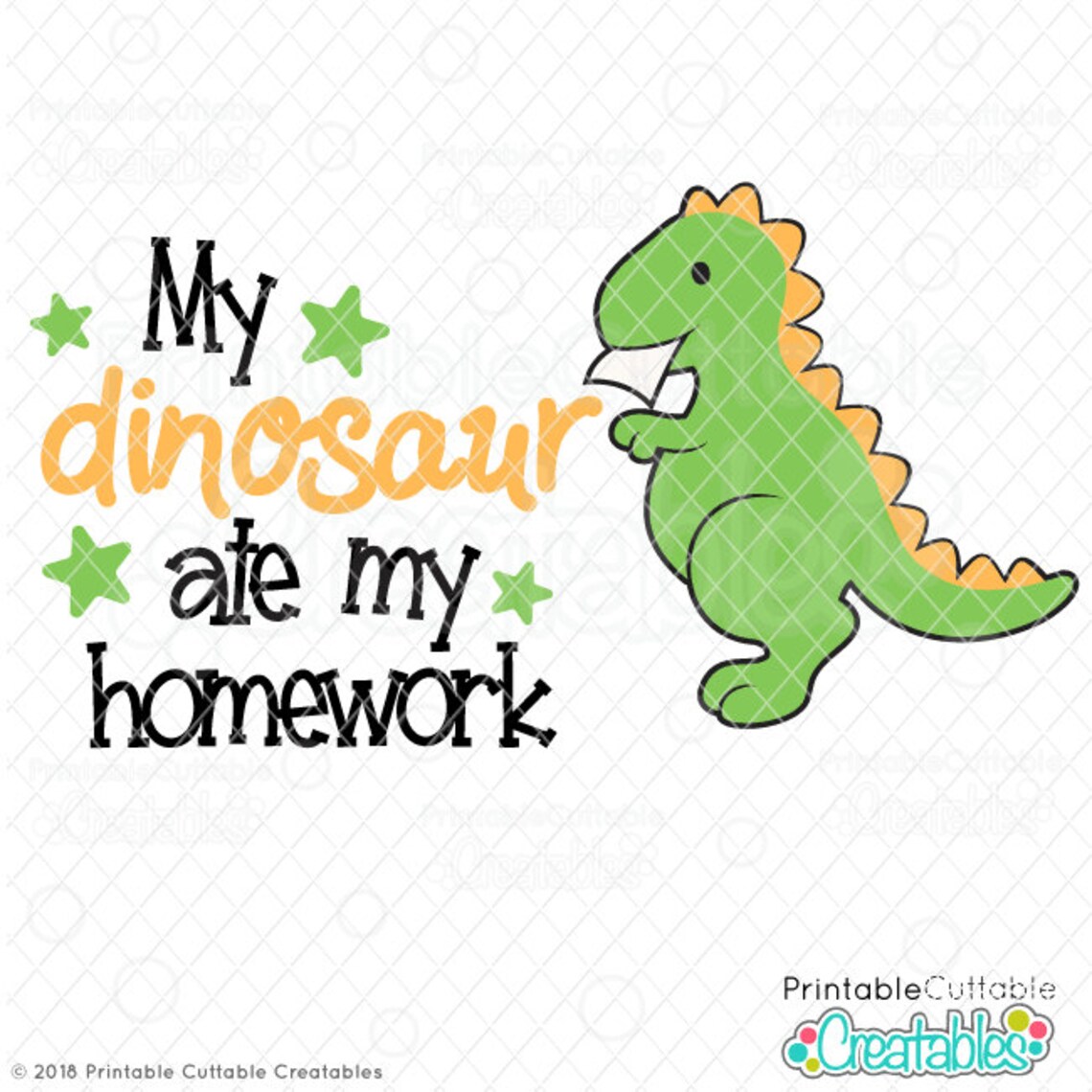 My Dinosaur Ate My Homework SVG File Clipart T087 - Svg, Dxf, Png, for ...