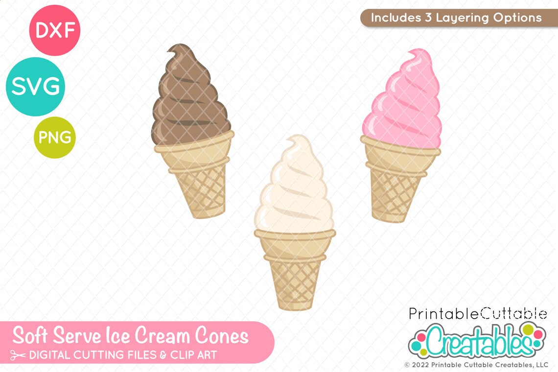 Soft Serve Ice Cream Cone SVG Cut File & Clipart E277 - Includes ...
