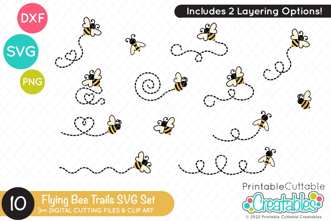 Flying Bee Trails SVG Cut Files E678 Bumble Bee SVG Files for Cricut ...