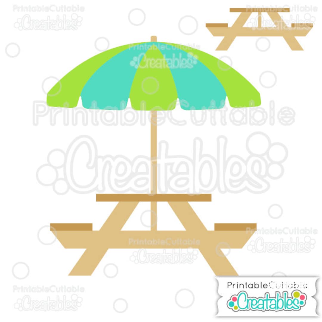 Picnic Table With Umbrella Clip Art