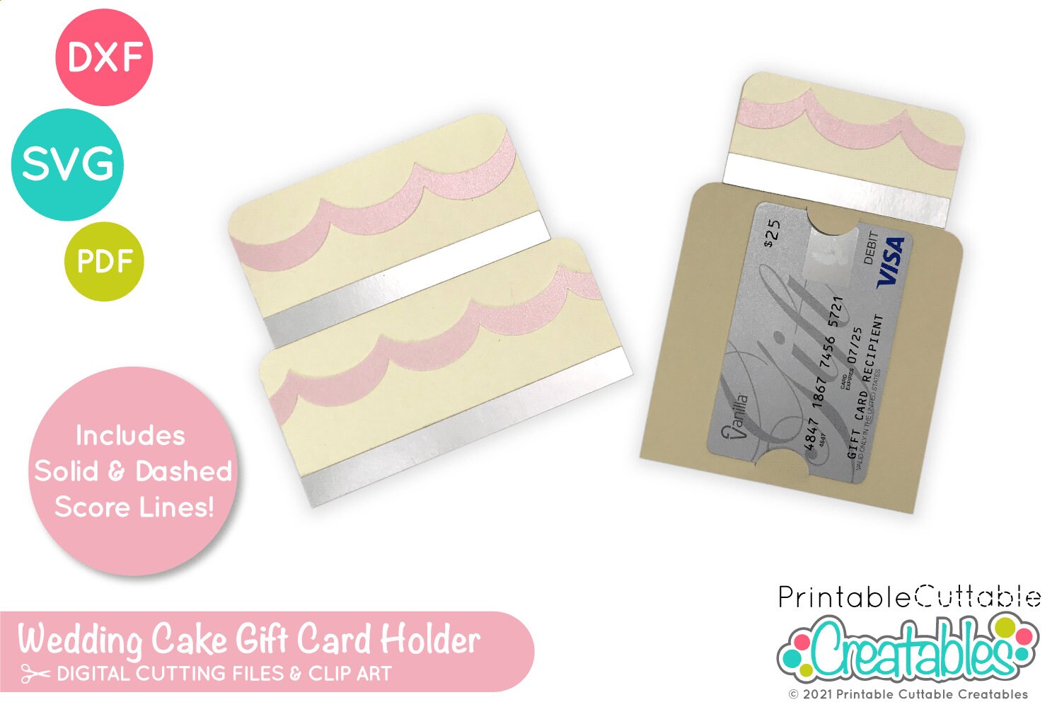 Wedding Cake Gift Card Holder SVG File for Cricut and | Etsy