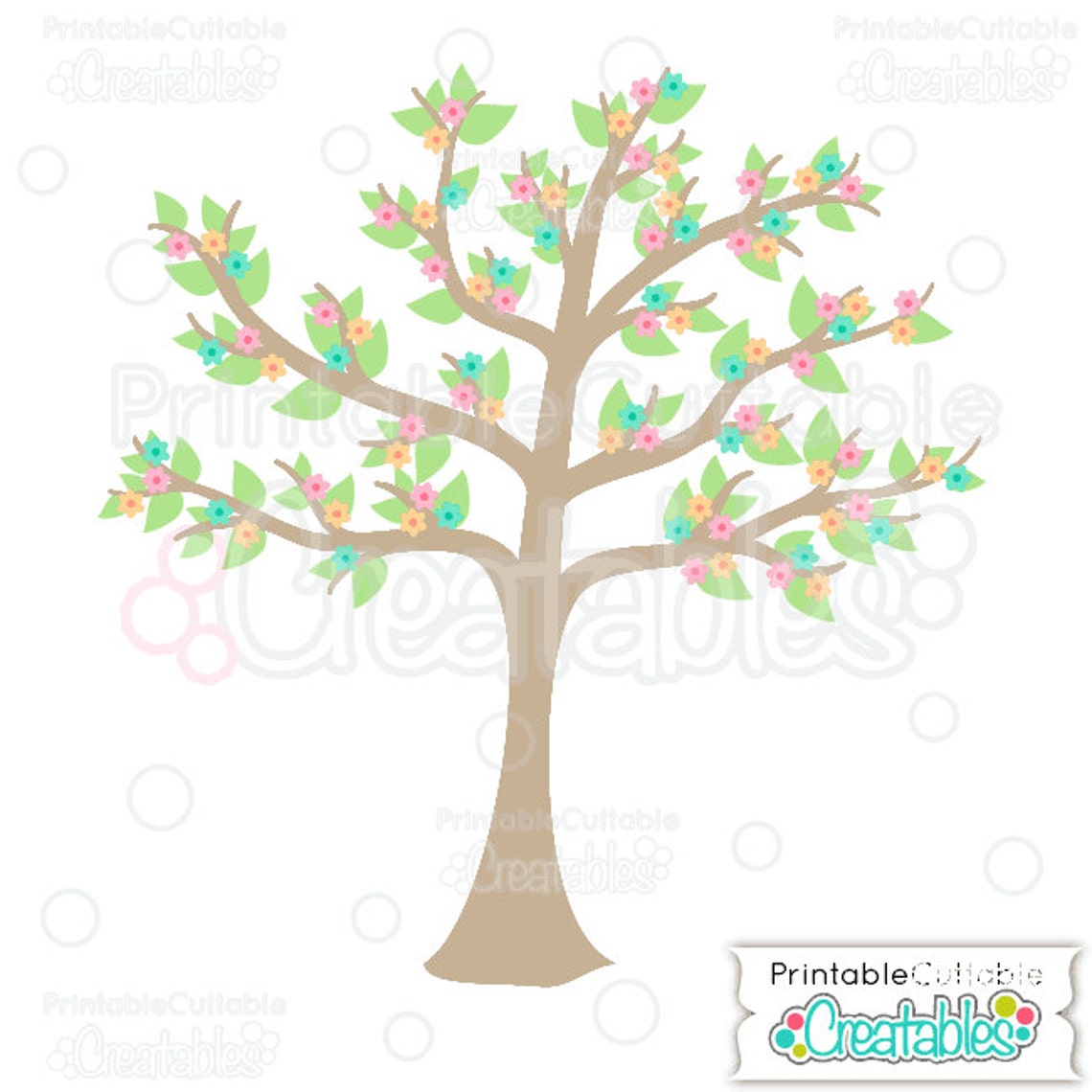 Woodland Flower Tree SVG Cut File & Clipart - Includes Limited ...