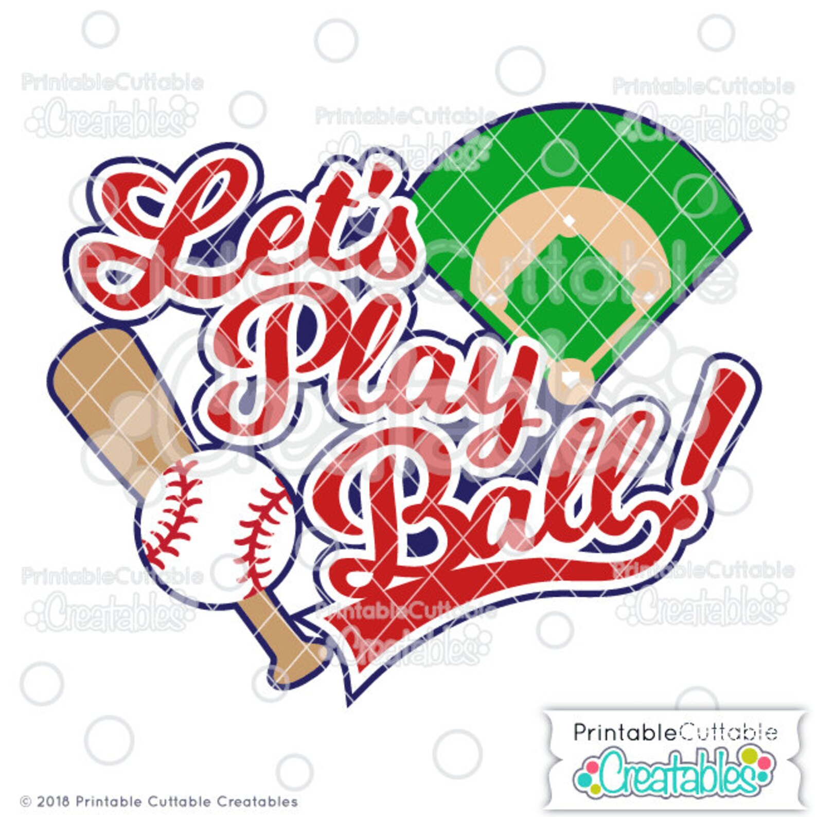 Let's Play Ball SVG File Scrapbook Saying & Clipart T067 - Cut File for ...