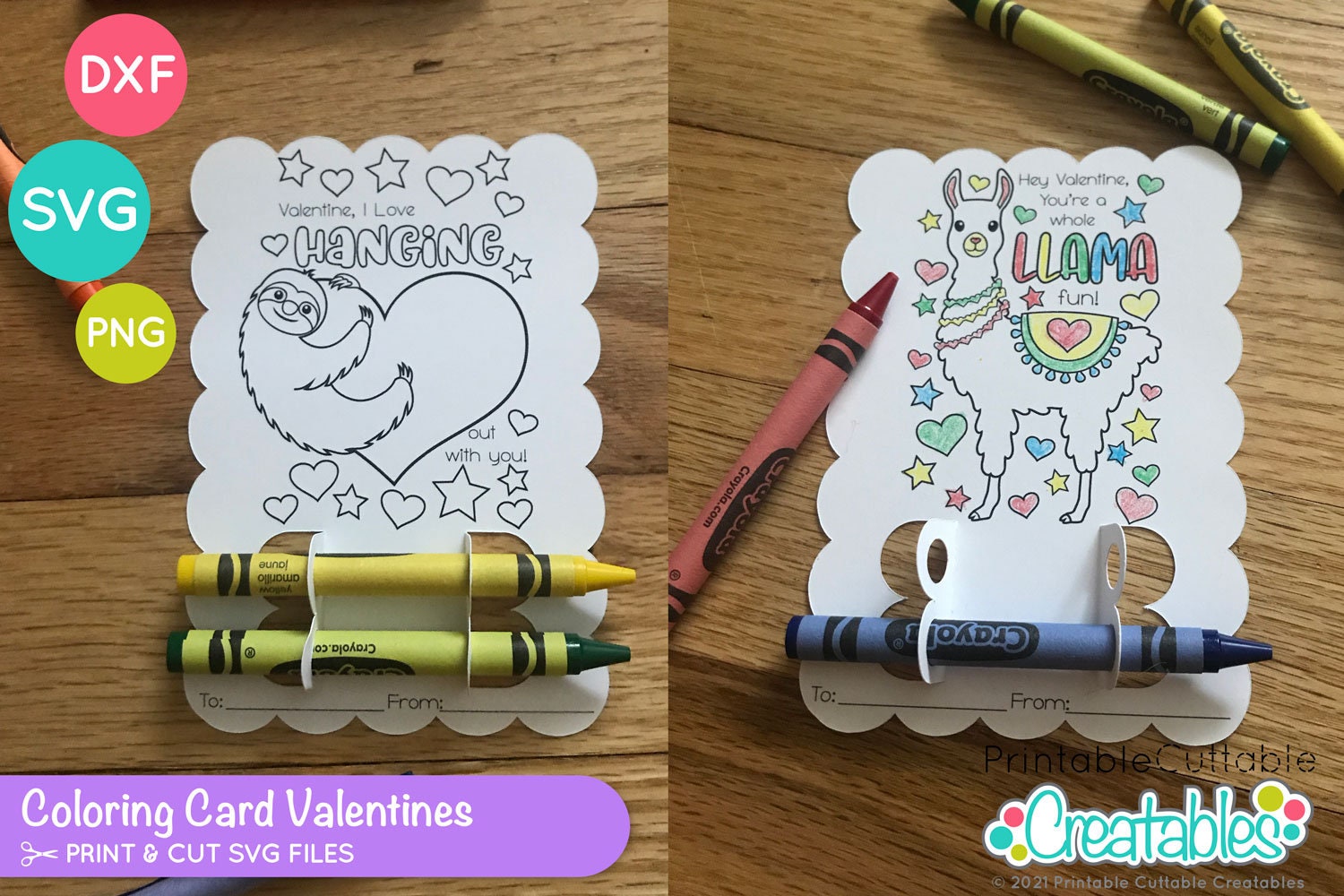 Valentine Coloring Cards SVG File D060 Svg Dxf & Pdf | Etsy