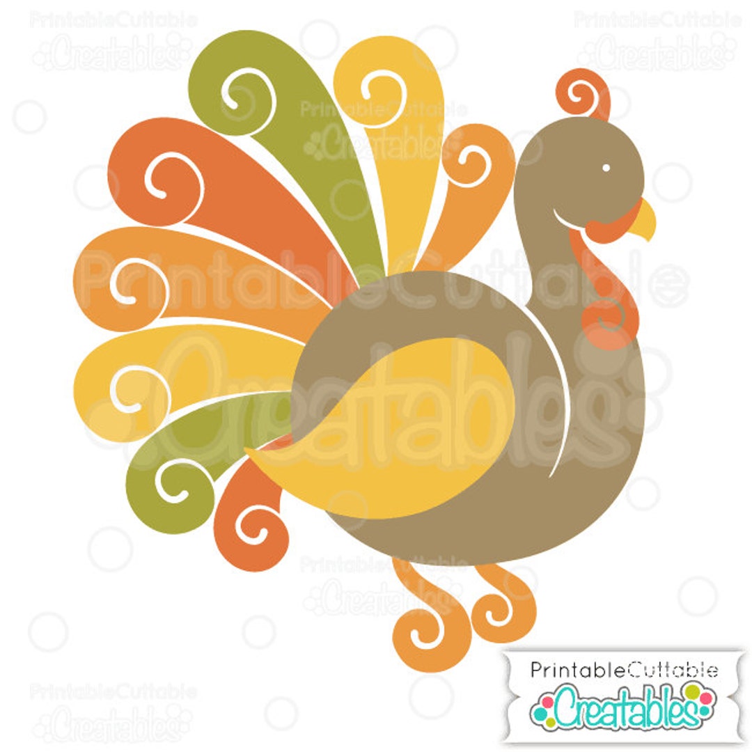 Fancy Swirls Thanksgiving Turkey SVG Cutting File & Clipart - Includes ...