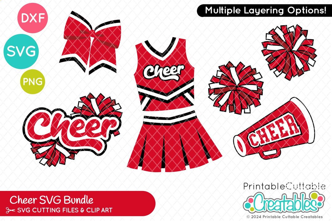 Cheer SVG Cut Files & Clipart Set ES057 - Includes Limited Commercial ...