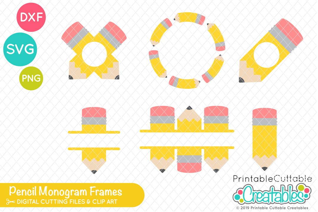 Pencil Monogram SVG Frame Bundle BF038 - SVG DXF Files for Silhouette ...