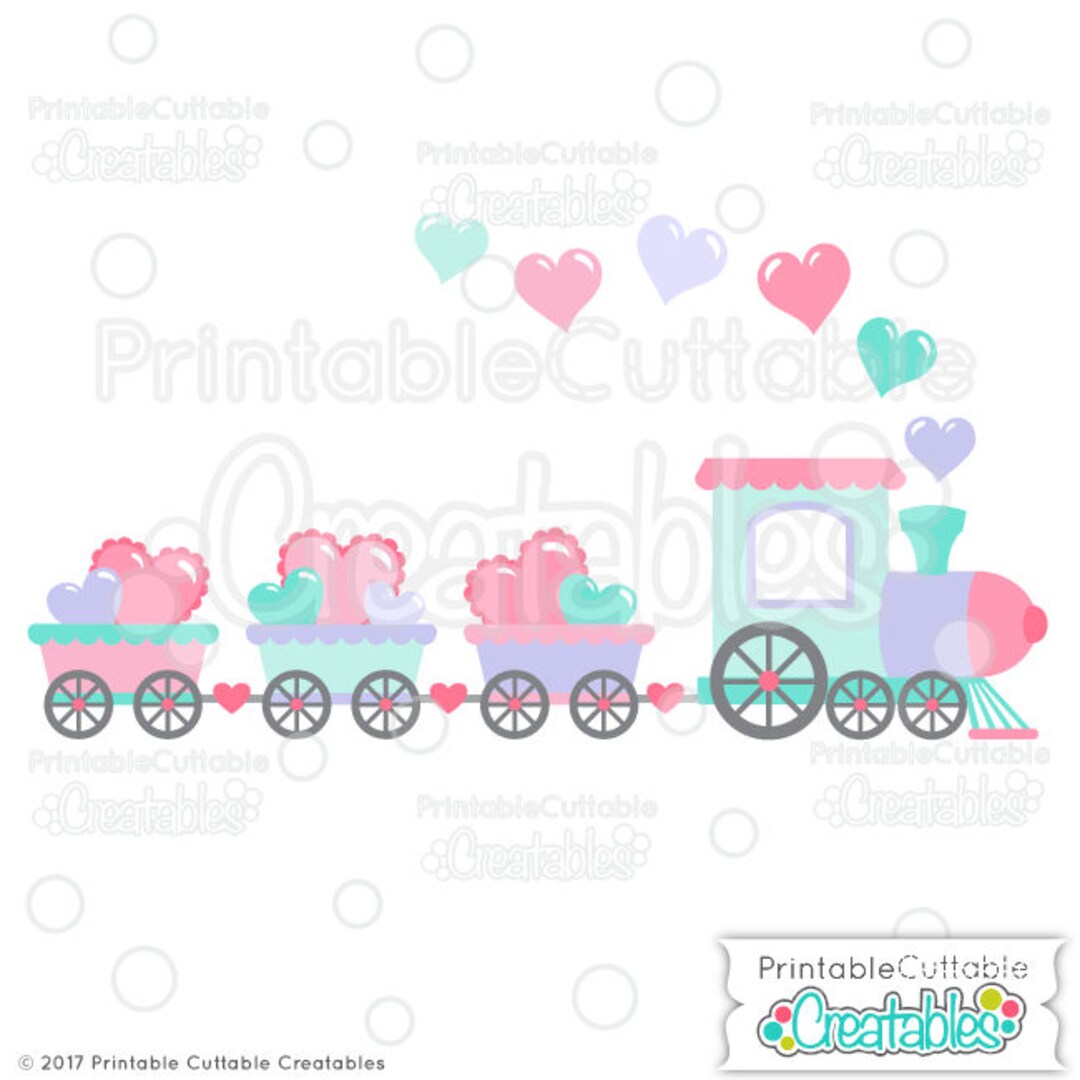 Cuttable Valentine Hearts Train SVG Cut File, Clipart E353 - Svg, Dxf ...
