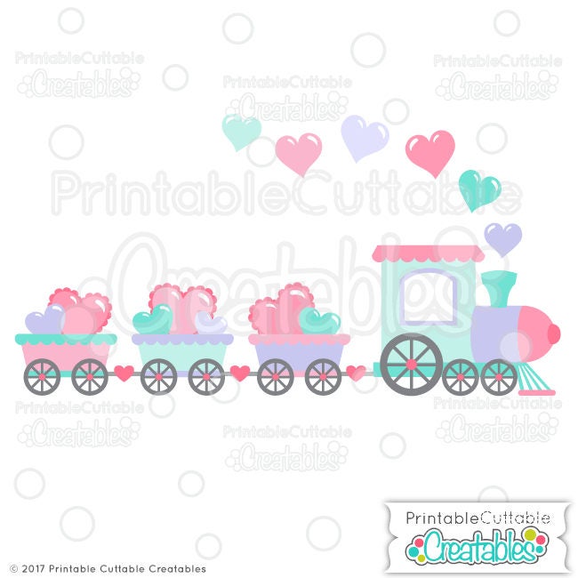 Cuttable Valentine Hearts Train SVG Cut File Clipart E353 - Etsy