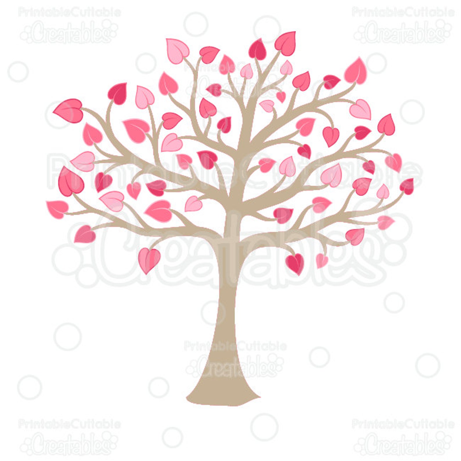 Valentine's Heart Tree SVG Cut File & Clipart Includes - Etsy