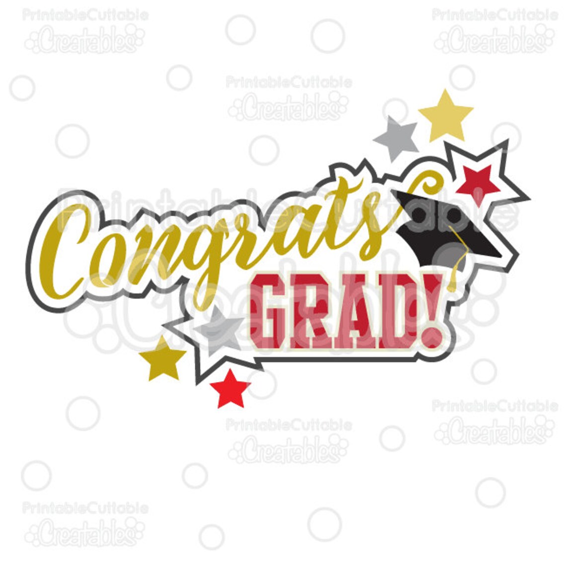 Congrats Grad Graduation SVG Cutting Files & Clipart Set - Includes ...